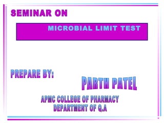 Microbial limit test 112070804013 | PPT