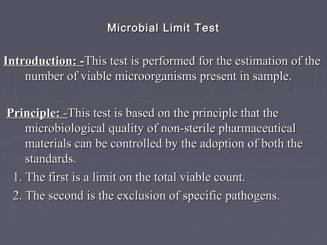 Microbial limit test | PPT | Chemistry | Science