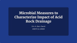 Microbial Measures for Acid Rock Drainage | PDF