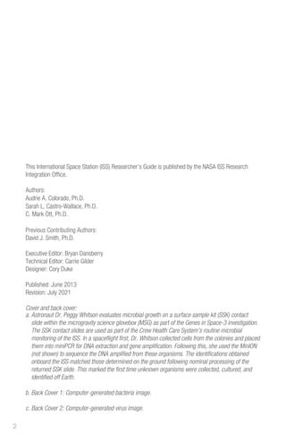 NASA A Researcher’s Guide to International Space Station : Microbial ...