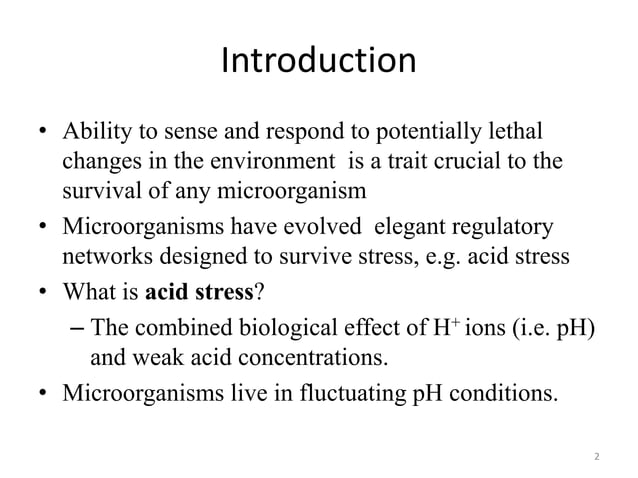 Microbial response to acid stress | PPT