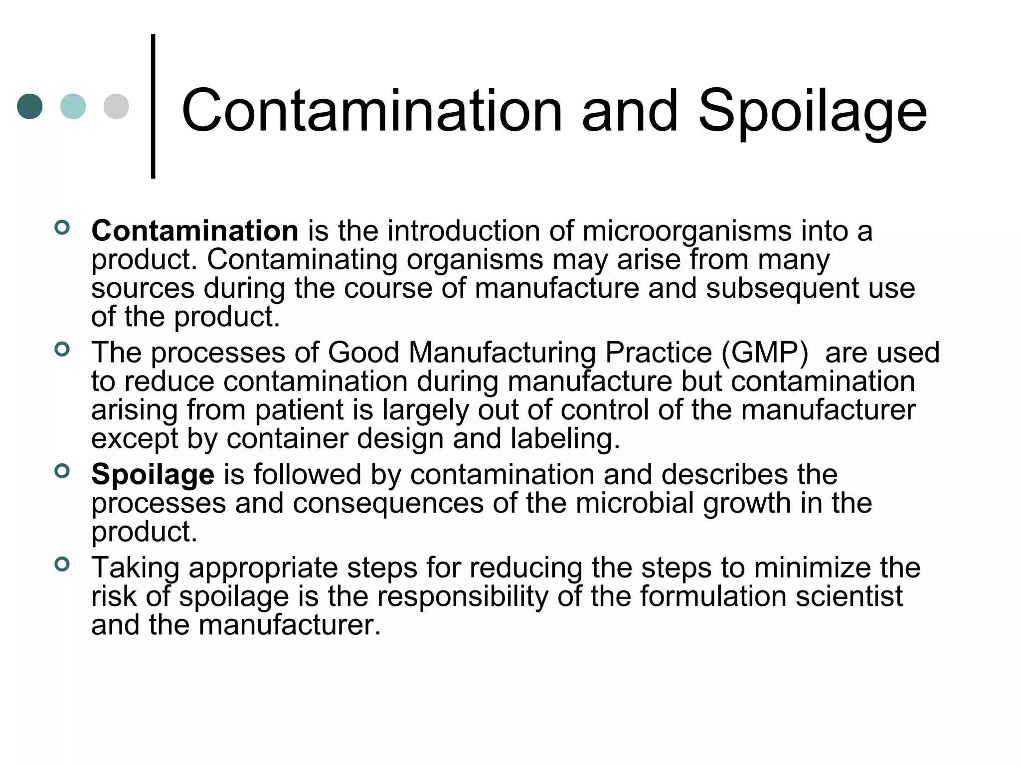 Microbiological Contamination And Preservation Of Pharmaceutical ...