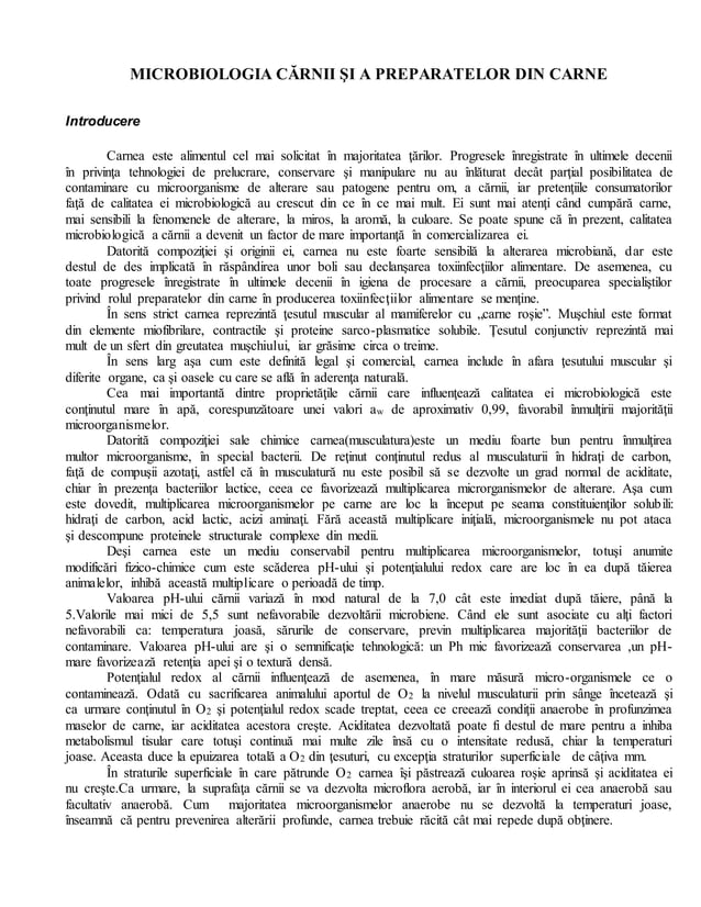 Microbiologia carnii | DOCX