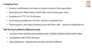 Microbiological analysis of milk part II | PPTX