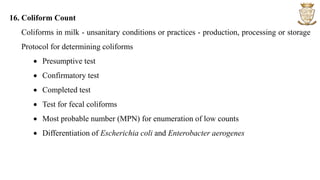 Microbiological analysis of milk part II | PPTX