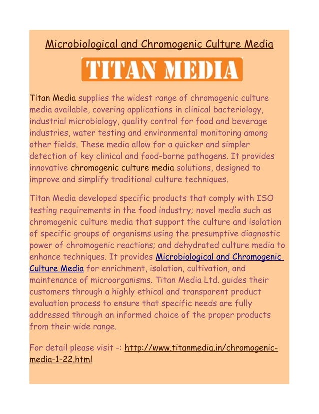 Microbiological and Chromogenic Culture Media | PDF