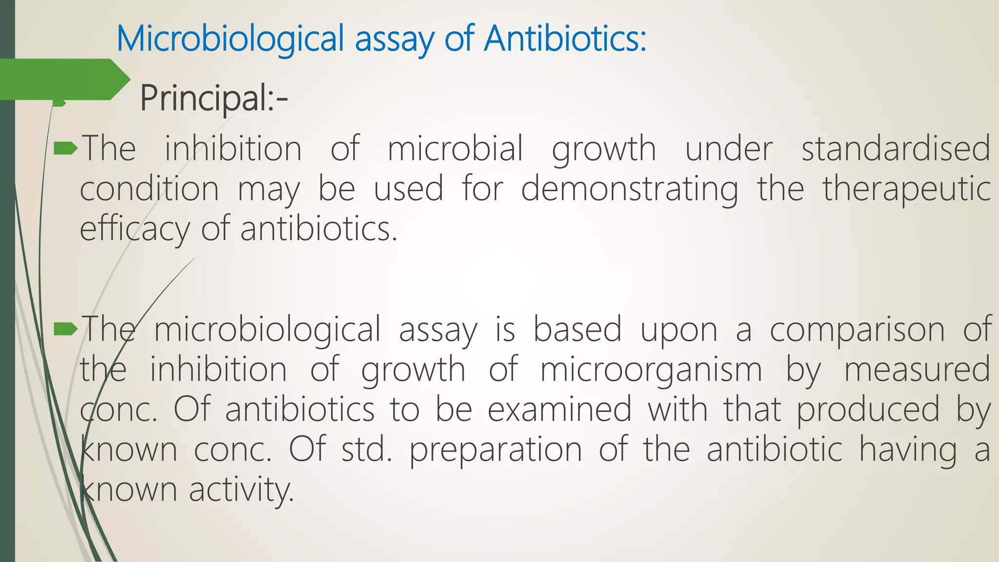 Microbiological assay-Principles and methods of different microbiological assay. | PPTX