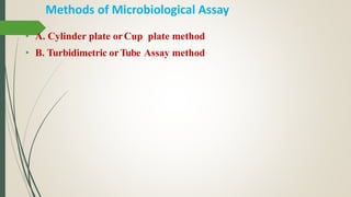 Microbiological assay-Principles and methods of different microbiological assay. | PPTX