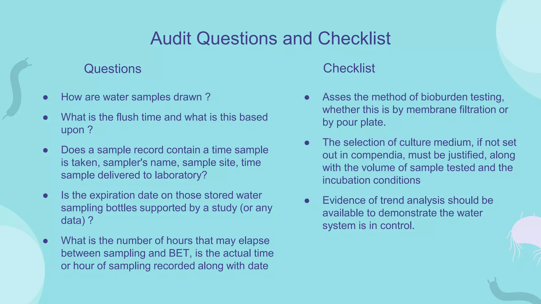 microbiological audit performed in pharmaceutical industry | PPTX