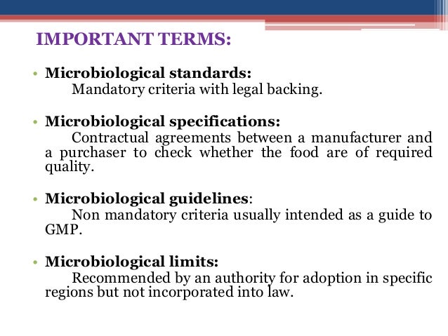Microbiological Reference Criteria For Food
