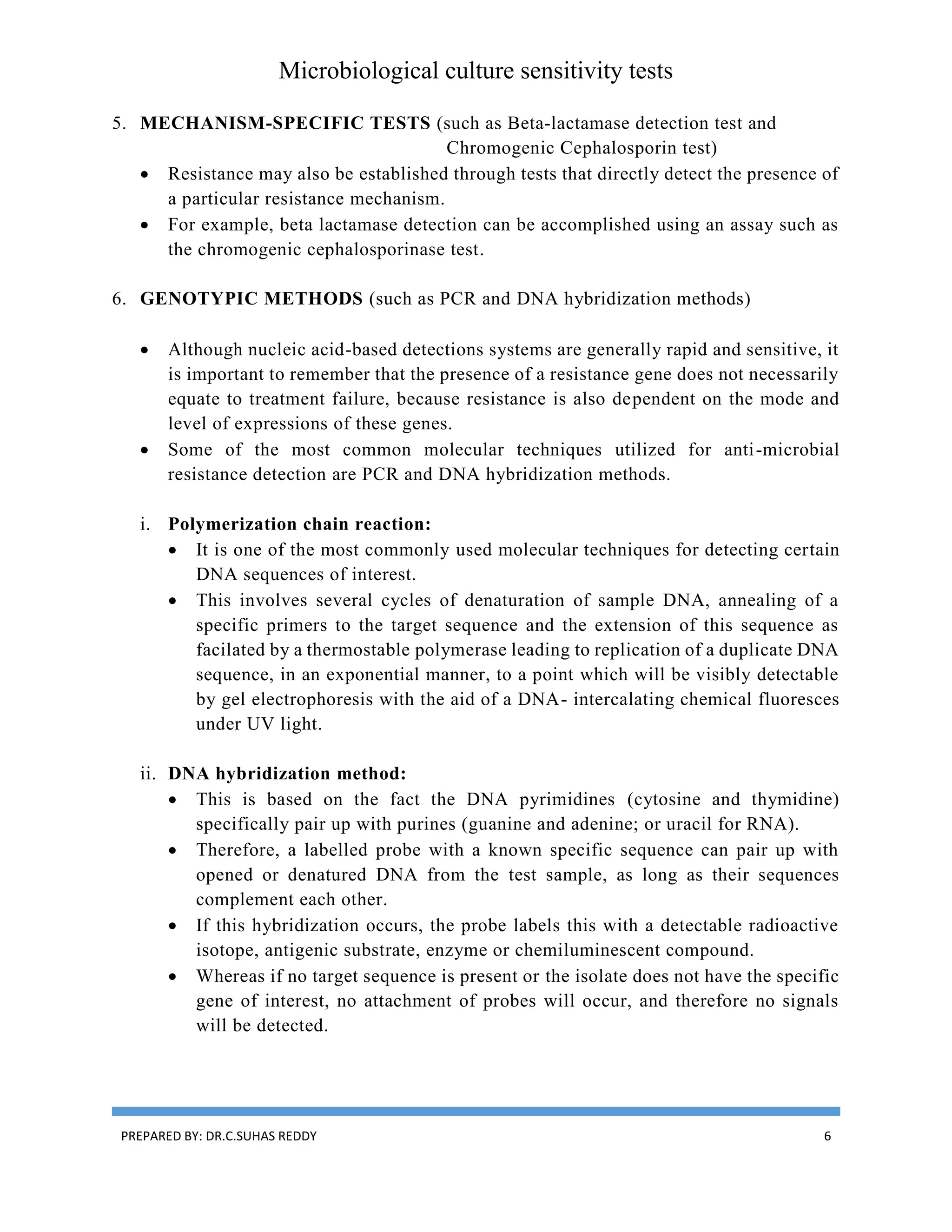 Microbiological culture sensitivity test | PDF
