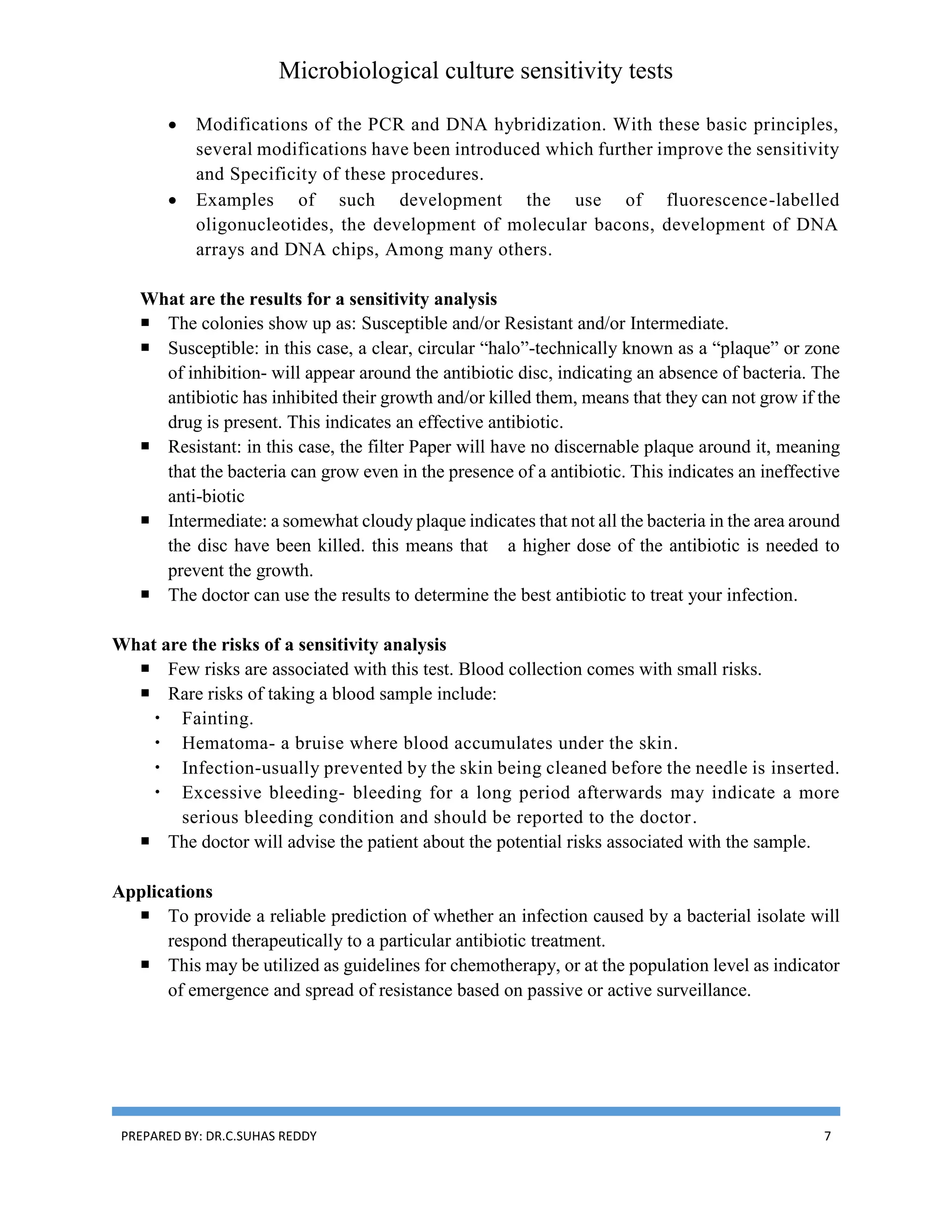Microbiological culture sensitivity test | PDF