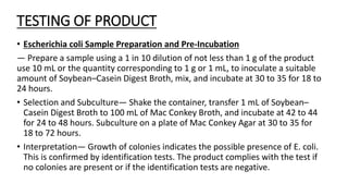 MICROBIOLOGICAL EXAMINATION OF NONSTERILE PRODUCTS SPECIFIC ORGANISMS.pptx