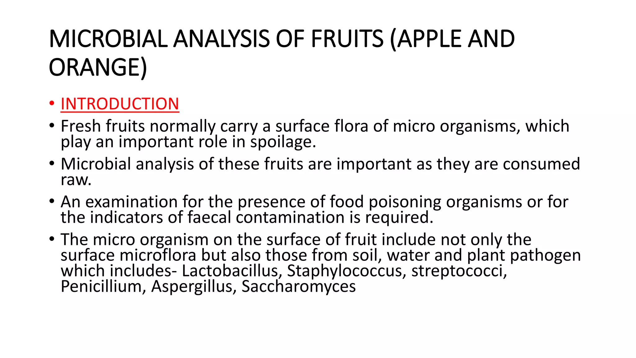 Microbiological examination of normal food(milk and fruits) | PPT