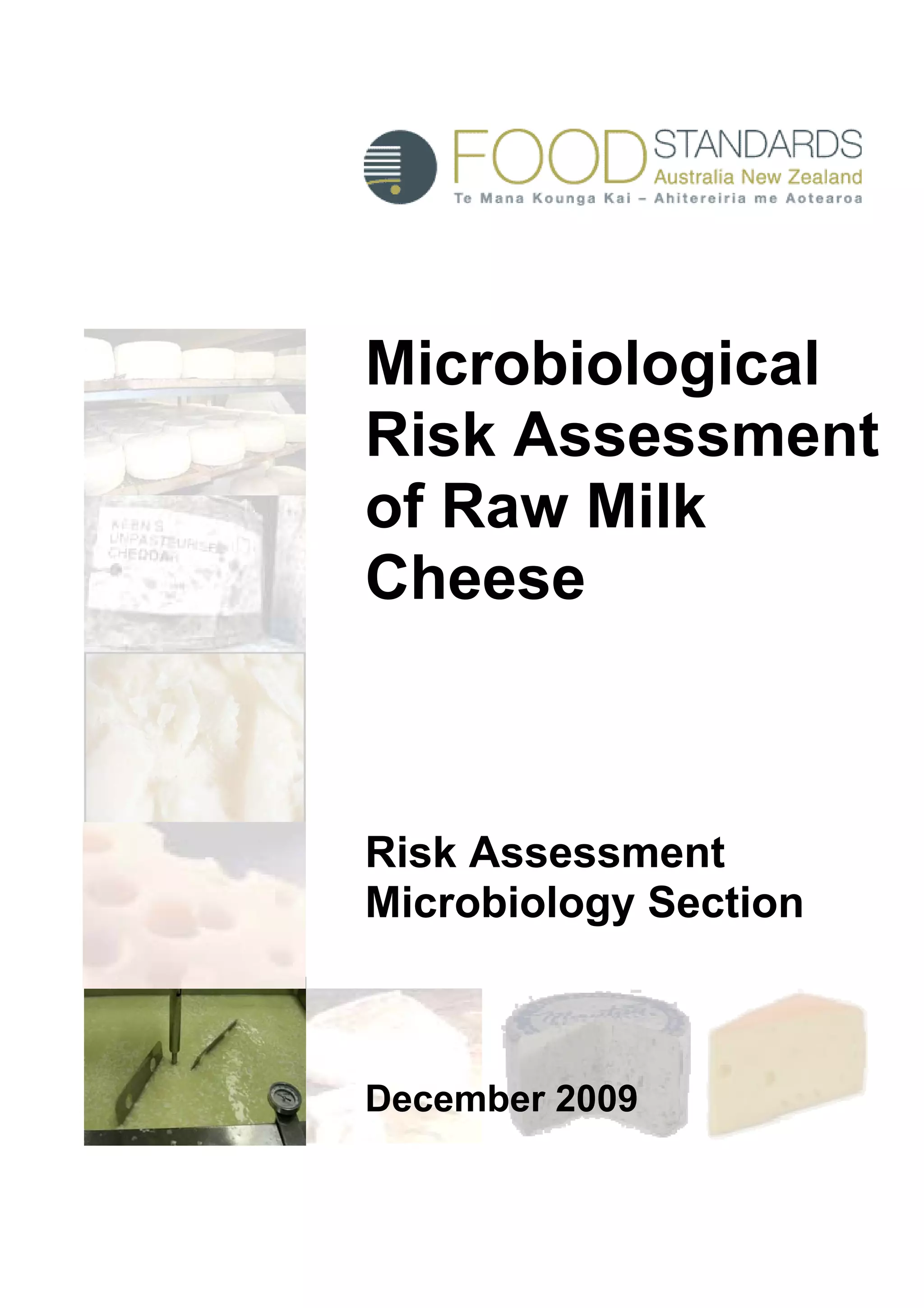 Microbiological risk assessment of raw milk cheese dr robin condron ...