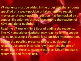 DEMONSTRATION OF METHYL RED AND VOGES-PROSKAUER TEST | PPTX