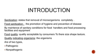 on indices of food sanitary quality and sanitization water portable ...