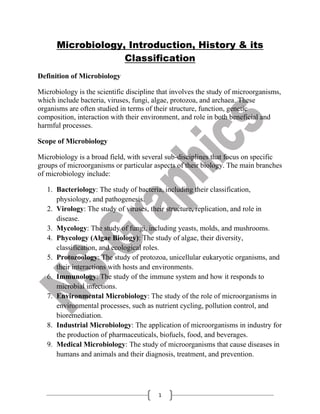 Microbiology, Introduction, History & its Classification for B.Sc. Biotech/Botany Sem-3 | PDF