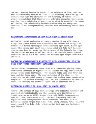 Microbiology academic papers and microbiology project topics | PDF