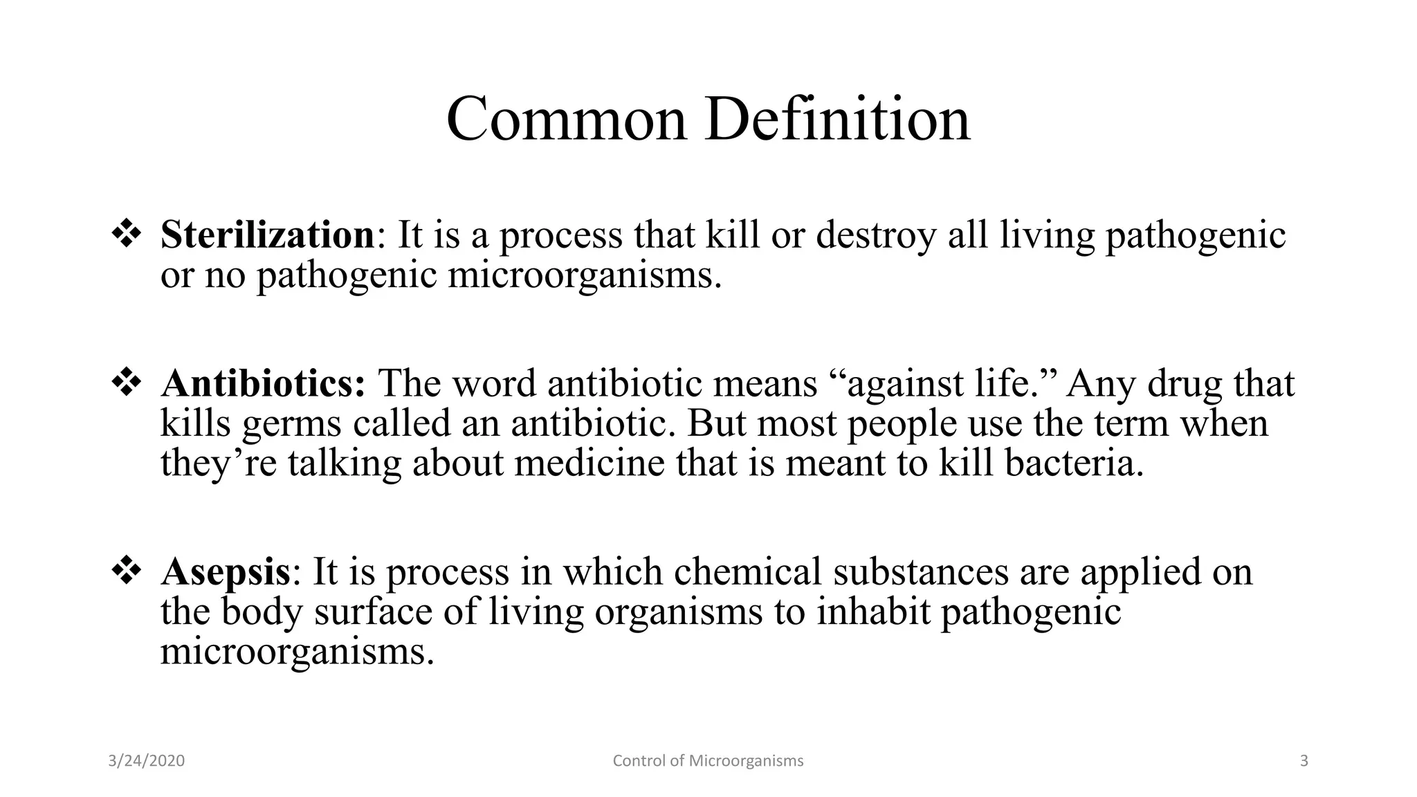 Microbiology | Control of Microorganisms | PPTX