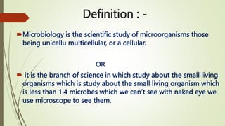 microbiology introduction, definition, terminology, history, scope ...