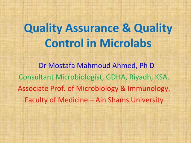 Microbiology lab QC | PPTX | Manufacturing Industry | Industries