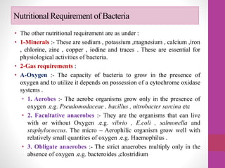 Lecture 3:- Bacterial requirement , Growth curve | PPT