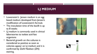 Mycobacteria tuberculosis culture medium | PPTX