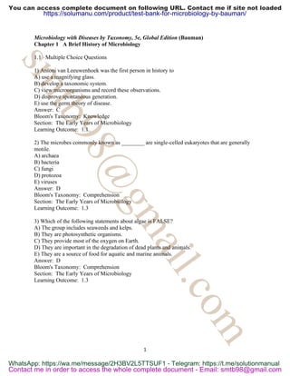 Question Bank and Exercise Solutions for Microbiology with Diseases by ...