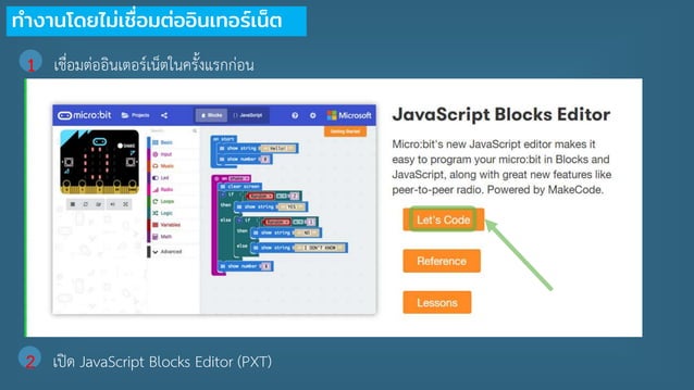 การใช้งานบอร์ด micro:bit เบื้องต้นด้วย Microsoft Make Code | PPTX