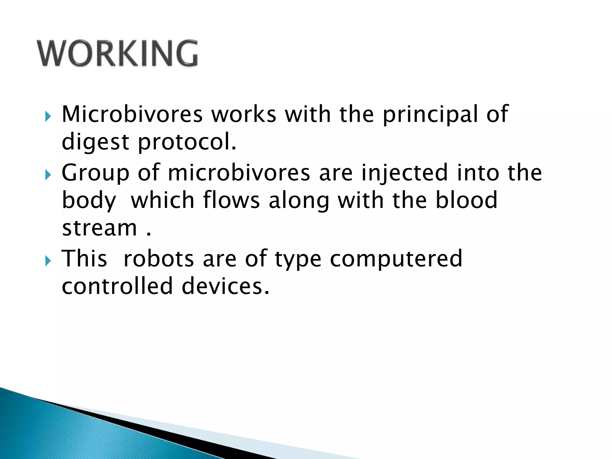 nanobio technology drug delivery robot Microbivores ppt | PPTX
