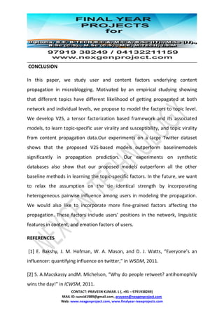 MICROBLOGGING CONTENT PROPAGATION MODELING USING TOPIC-SPECIFIC BEHAVIORAL FACTORS | PDF ...