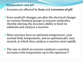 MIC310 (Microbial Physiology) - Chapter 4 : Enzymes | PPTX