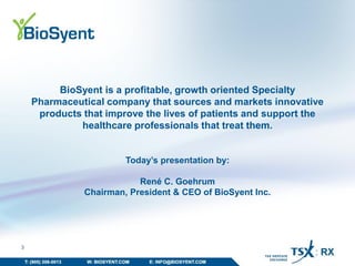 MicroCapClub Invitational: BioSyent (RX.V) | PPT