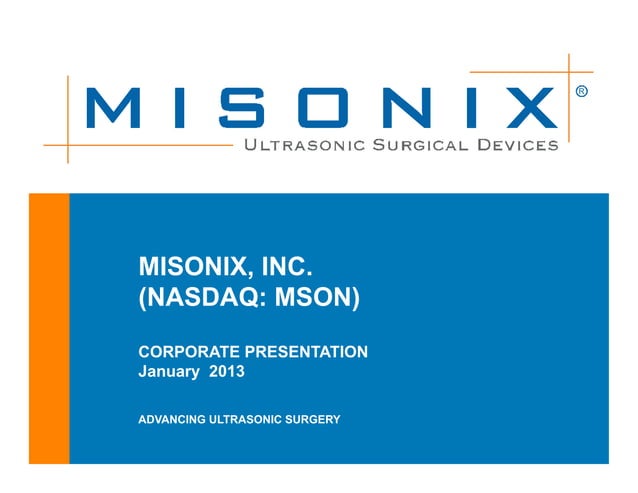 MicroCapClub Invitational: Misonix (MSON) | PPT