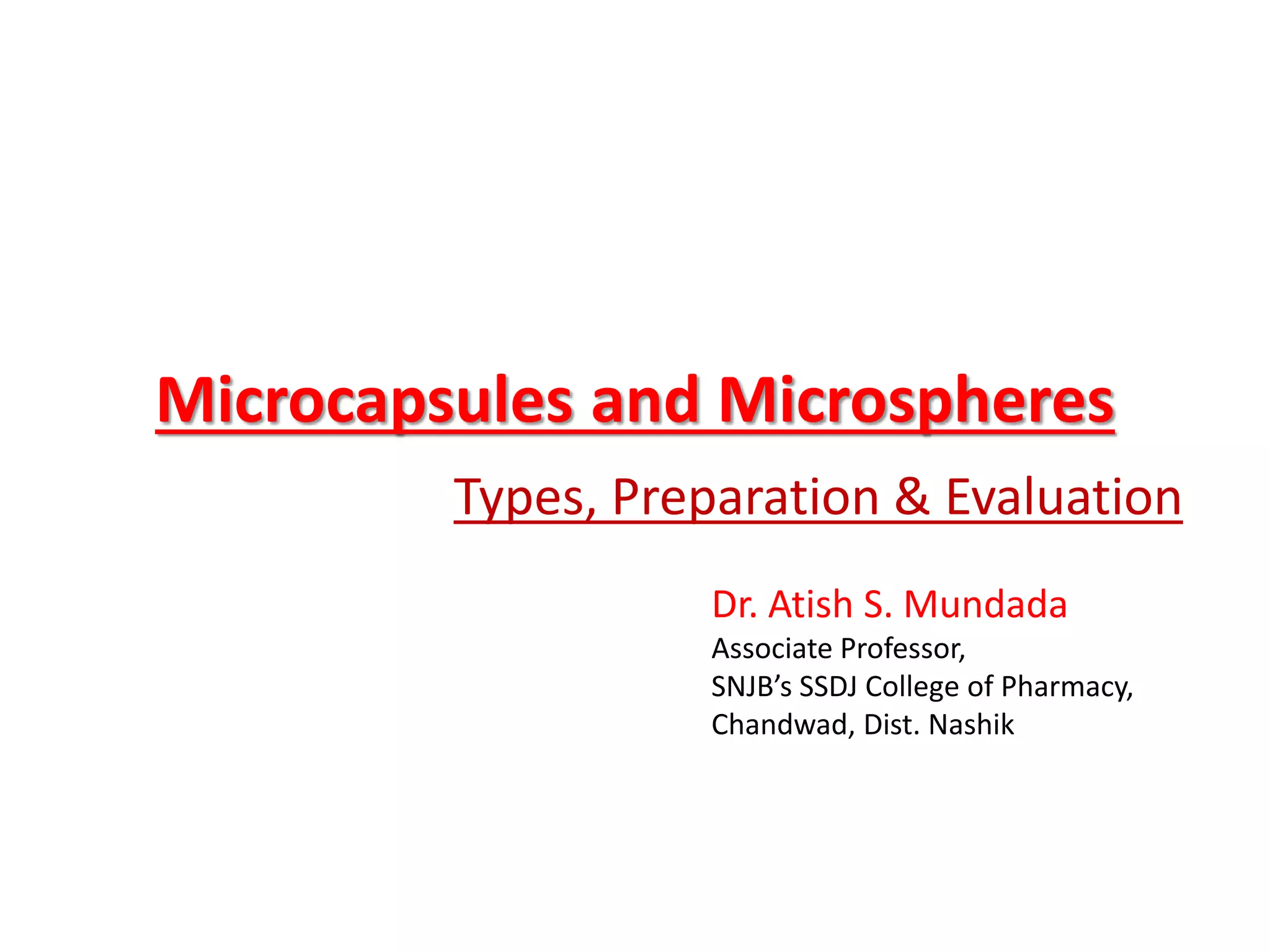 Microcapsules and microspheres | PPTX