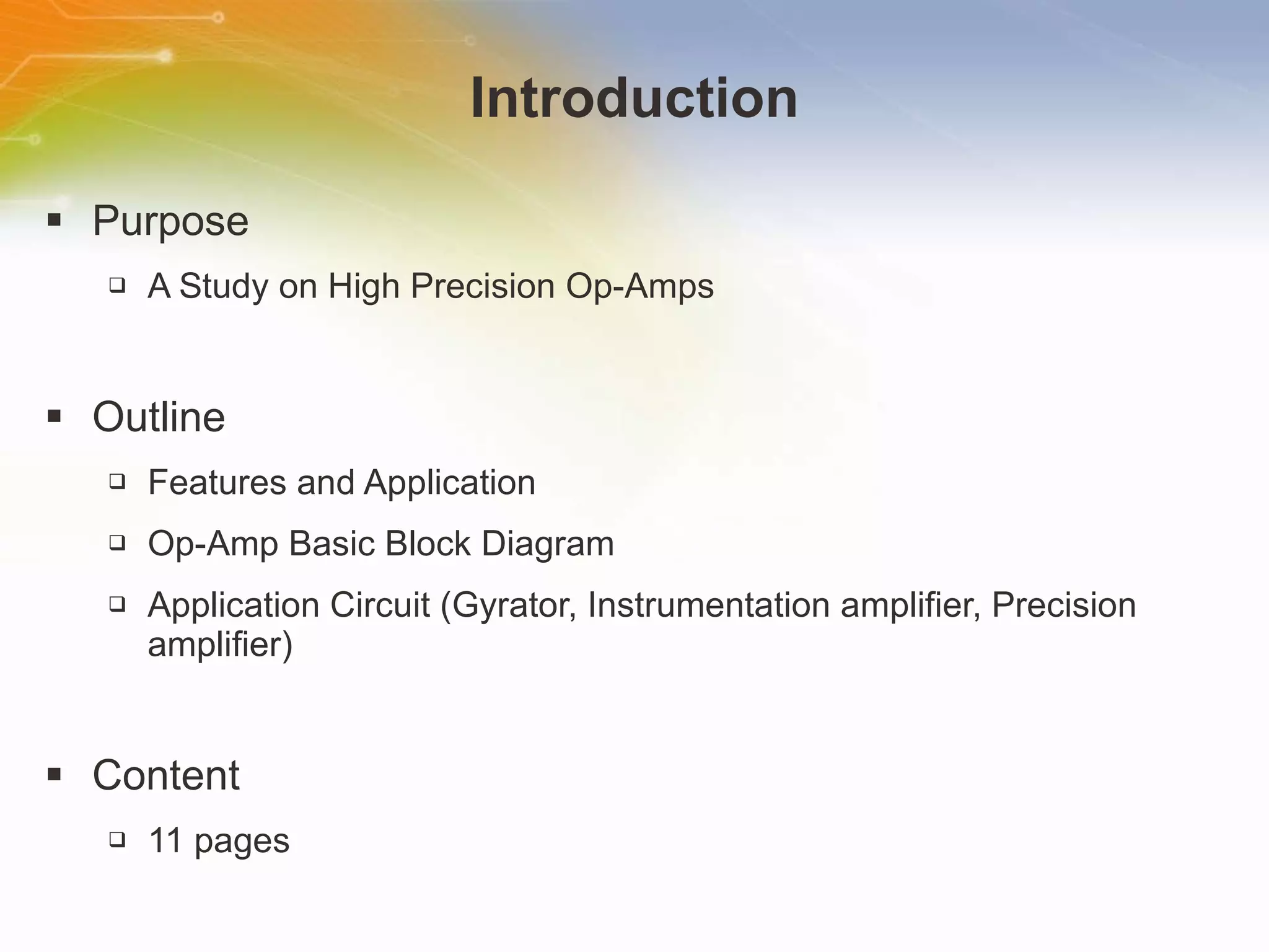 A Study on High Precision Op-Amps | PPT