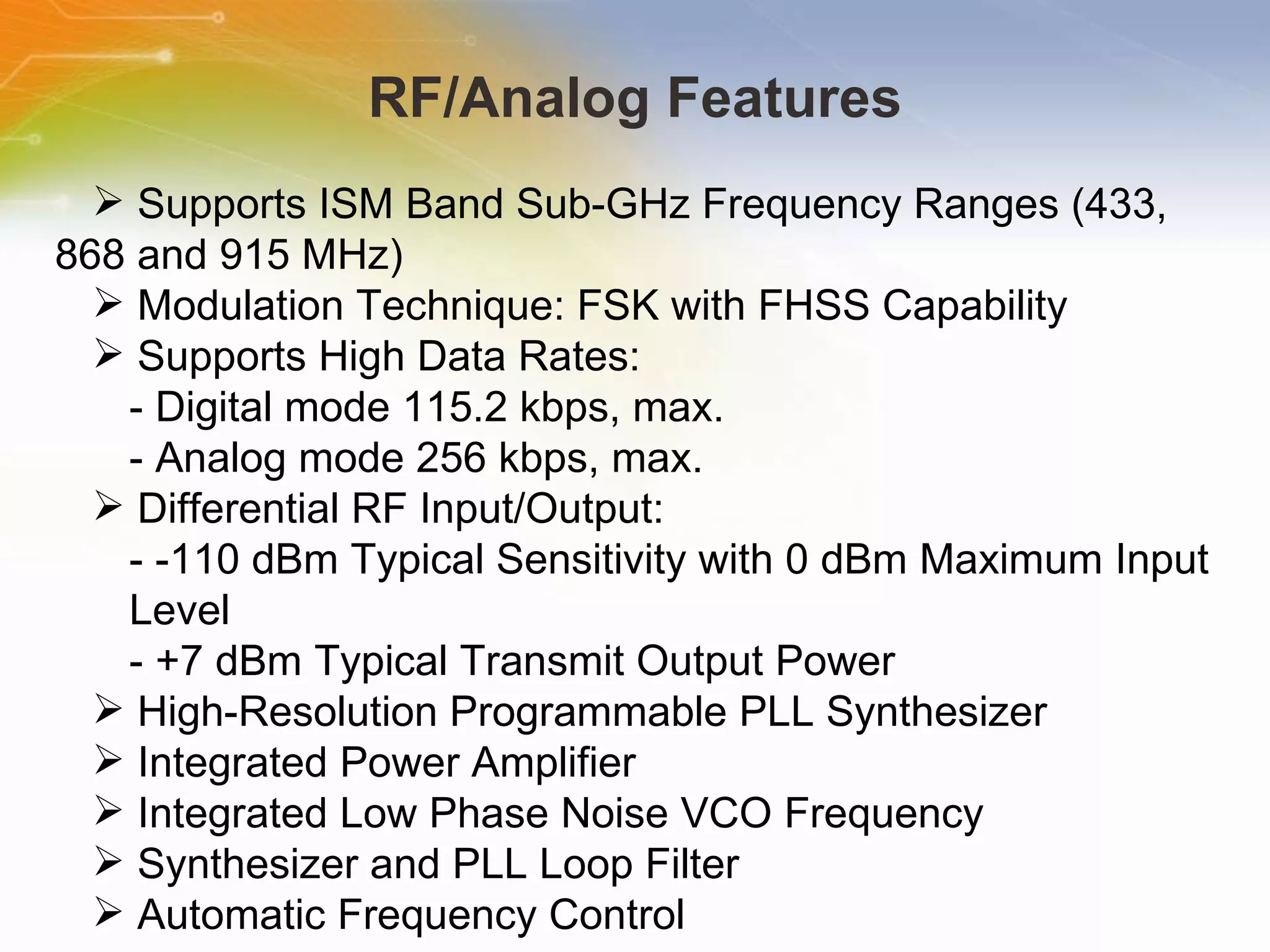 ISM Band Sub-GHz RF Transceiver | PPT