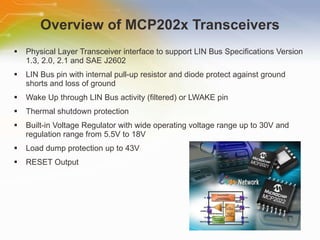 MCP202x - LIN Transceivers with Voltage Regulator | PPT | Technology ...