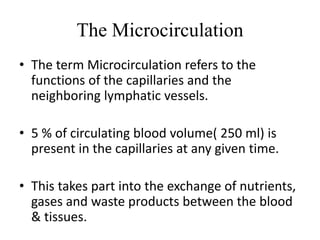 MICROCIRCULATION overview. Cardiovascular system | PPT