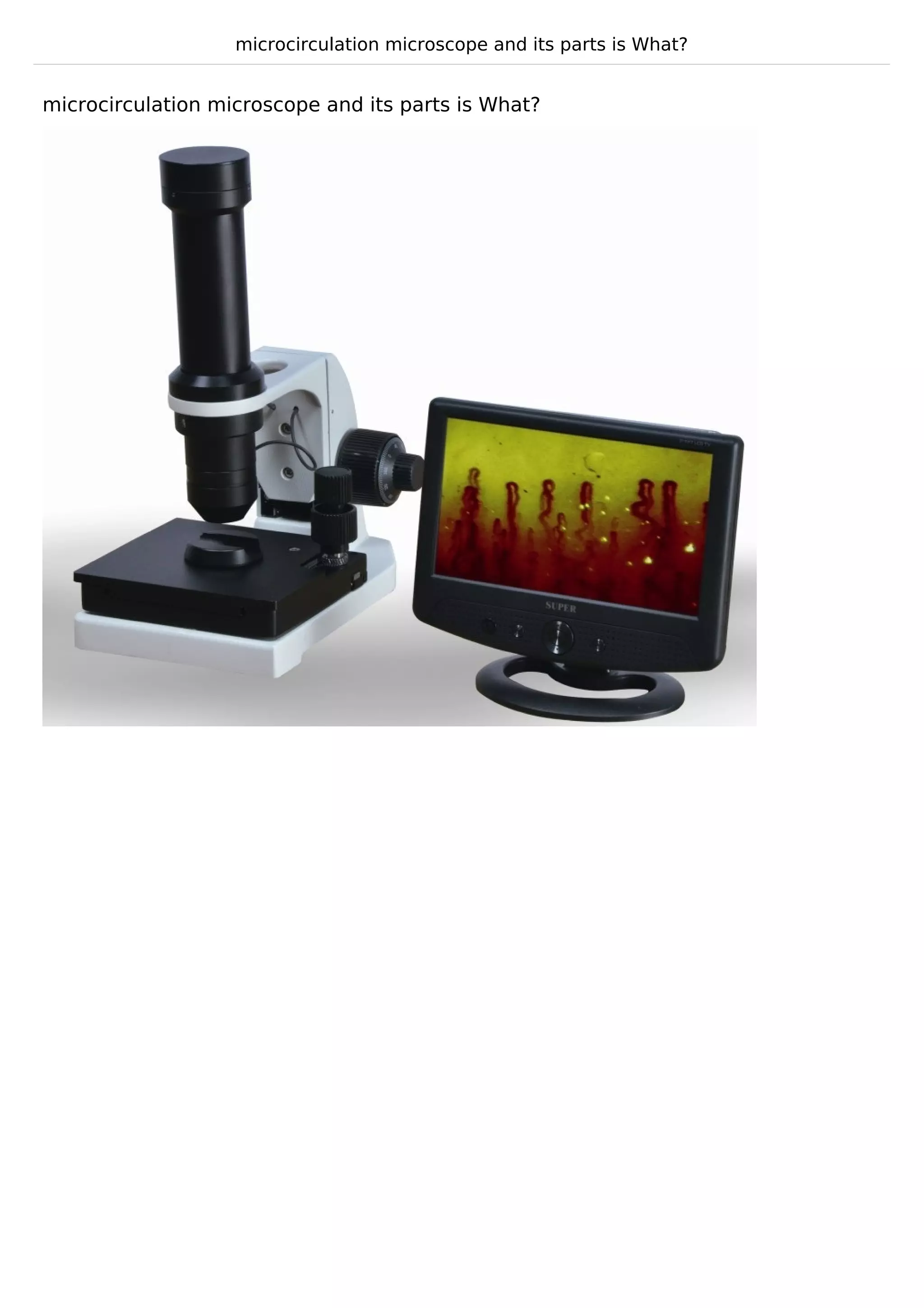 Microcirculation microscope and its parts is what | PDF
