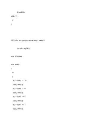 Microcontroller (8051) general and simple alp n cprograms | DOCX