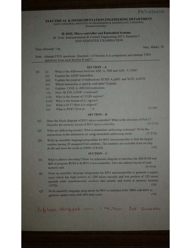 Microcontroller and Embedded System JAN 2014 | PDF