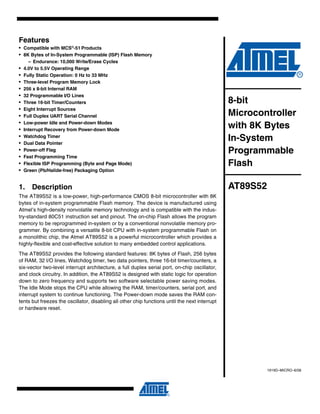 Microcontroller at89 s52 datasheet | PDF