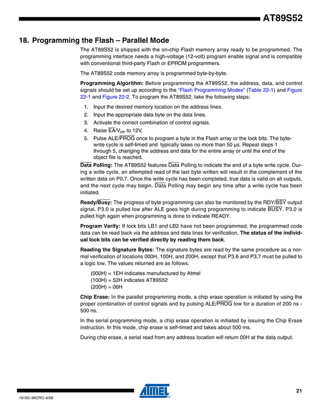 Microcontroller at89 s52 datasheet | PDF