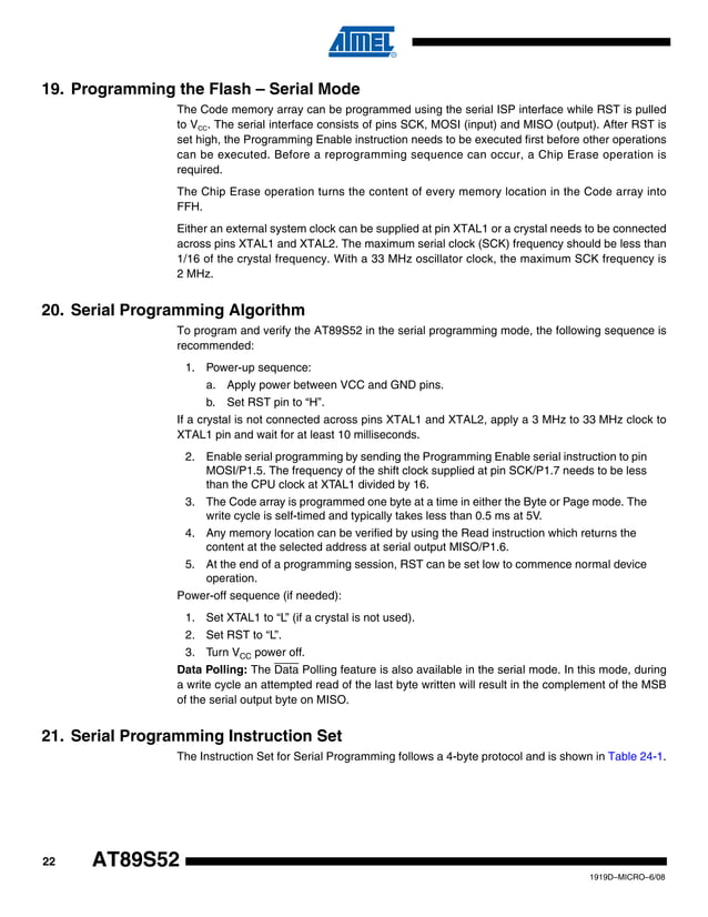 Microcontroller at89 s52 datasheet | PDF