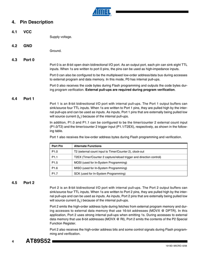 Microcontroller at89 s52 datasheet | PDF