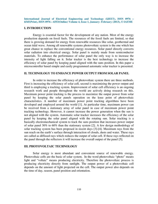 Microcontroller based automatic solar power tracking system | PDF