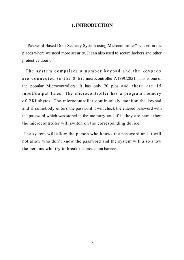 Microcontroller based digital code lock report 2 | PDF