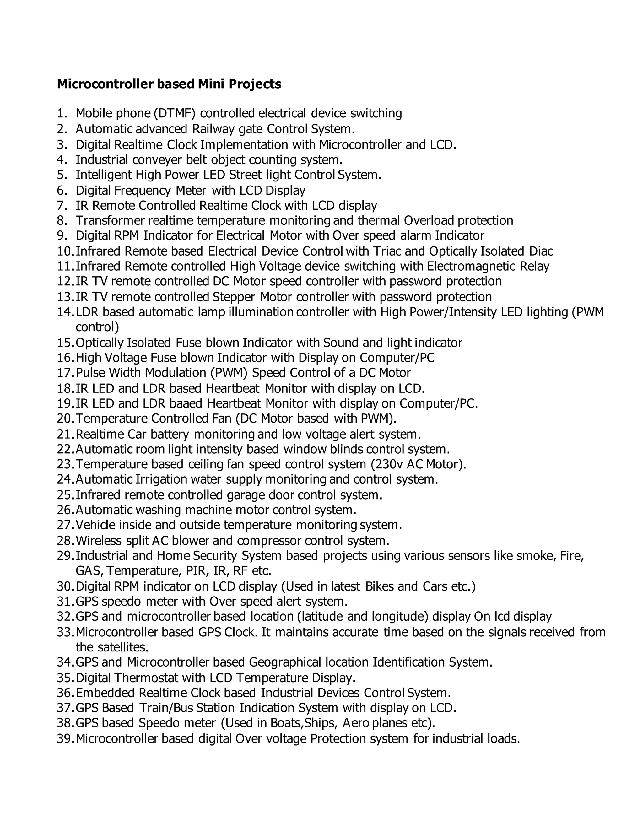 Microcontroller Based Mini Projects Docx